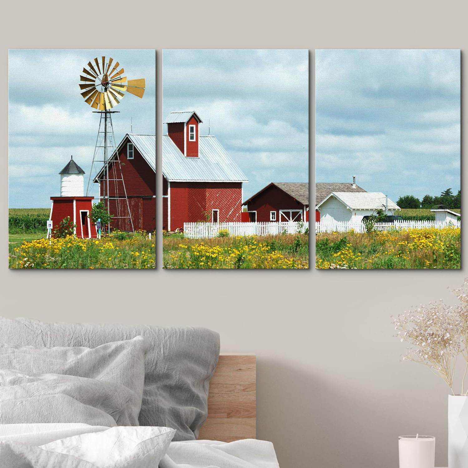 IDEA4WALL Beautiful Scenery of Windmill Barn Sheds and Fence on a ...