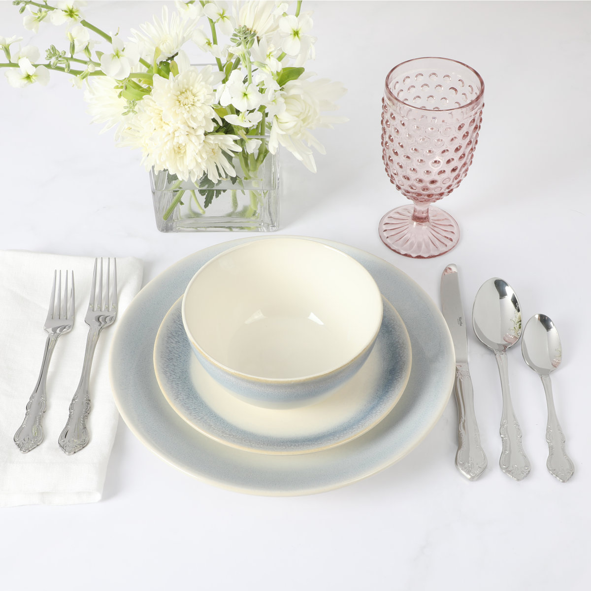 Martha Stewart Chauncey 4-Pack 14.2 oz Hobnail Handmade Glass Goblet ...