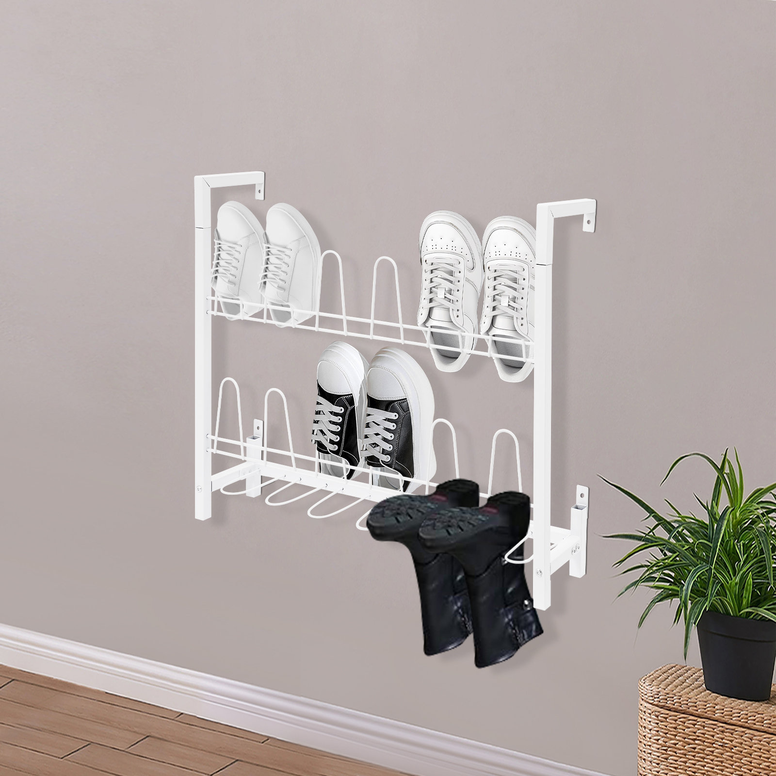 Rebrilliant Wall Mounted Shoe Rack 9 Pairs Of Shoes | Wayfair