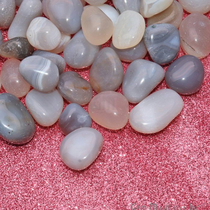 GEMMART USA Gray Chalcedony Tumbled Stone, Healing Stones, Home Décor ...