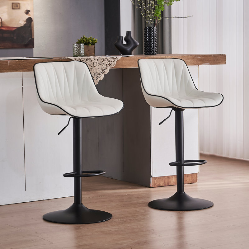 George Oliver Modern Height Adjustable Swivel Bar Stools Upholstered ...