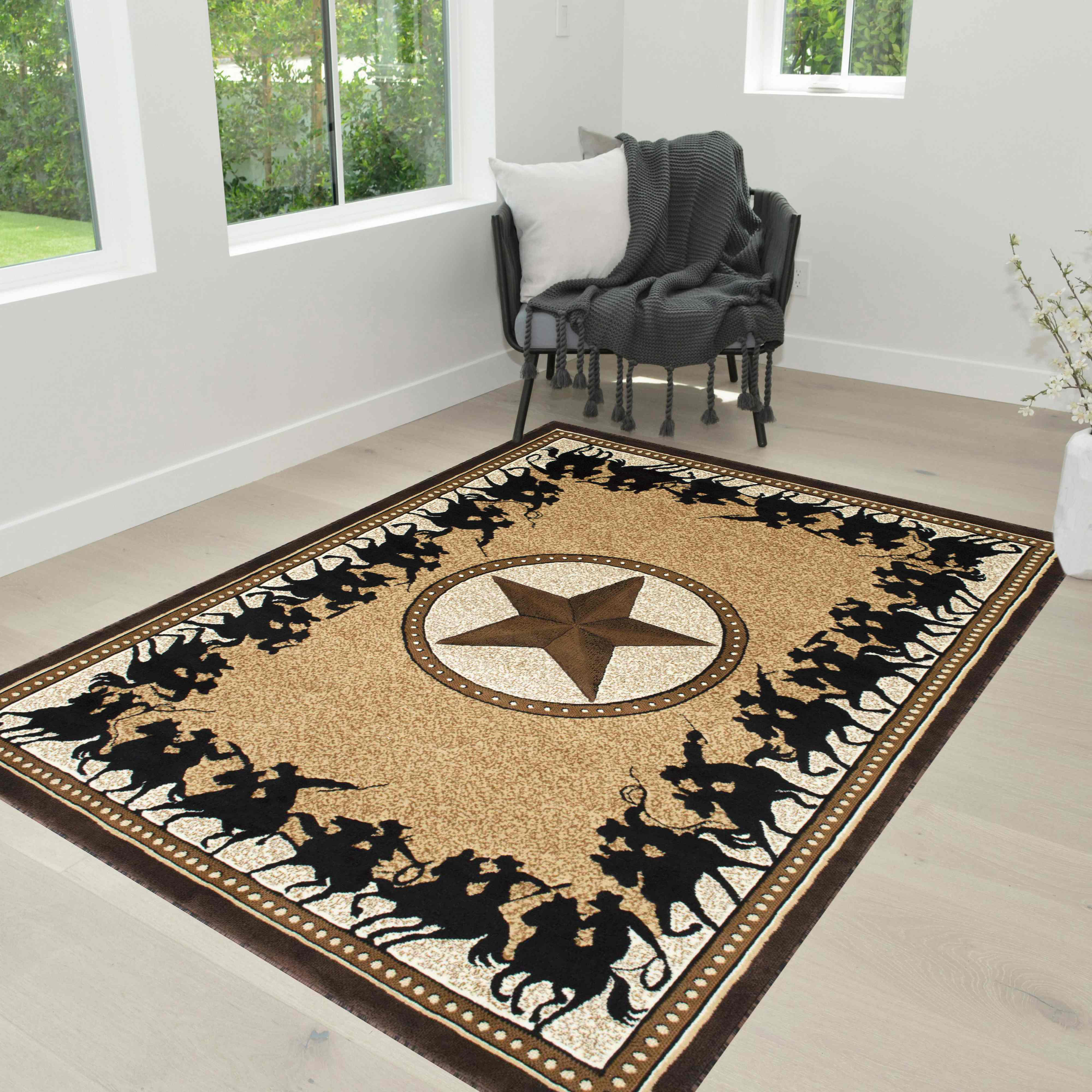 Gracie Oaks HR Texas Star Rug Traditional Accent Rug In Berber With ...