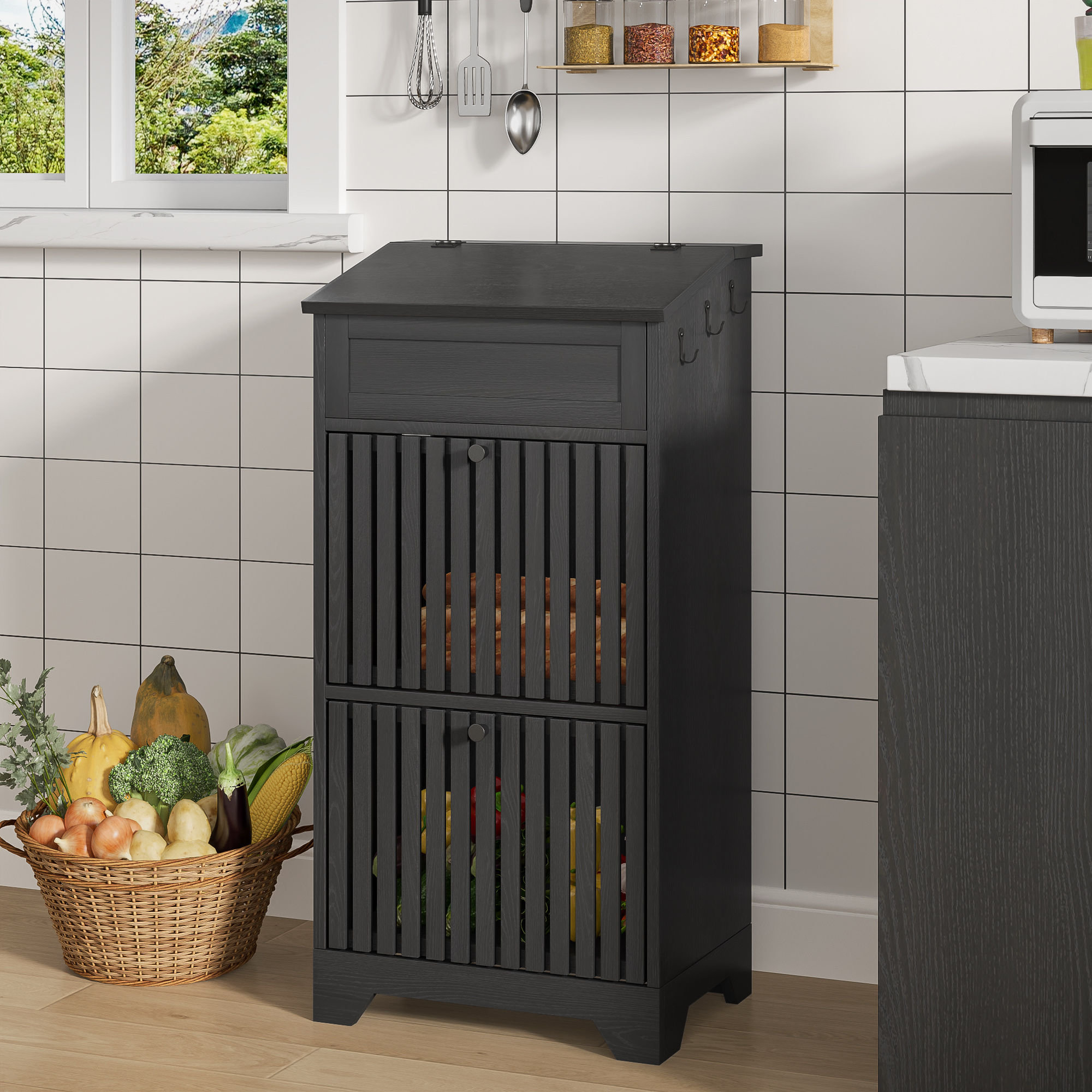 Ebern Designs Potato Storage Bin, Vegetable Fruit Rack, Food Storage ...