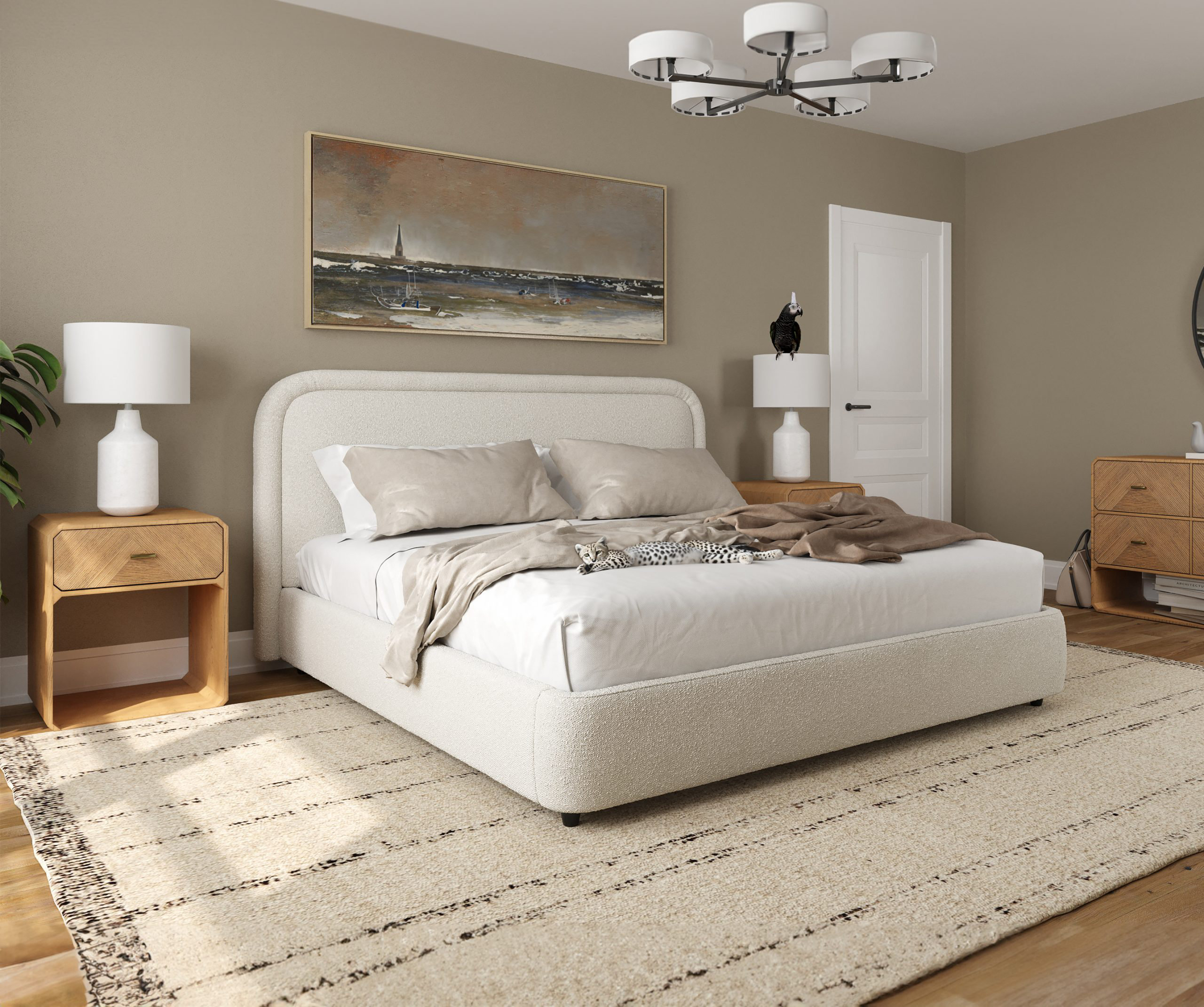 Latitude Run® Performance Boucle Fabric Bed with Modern Thick & Smooth ...