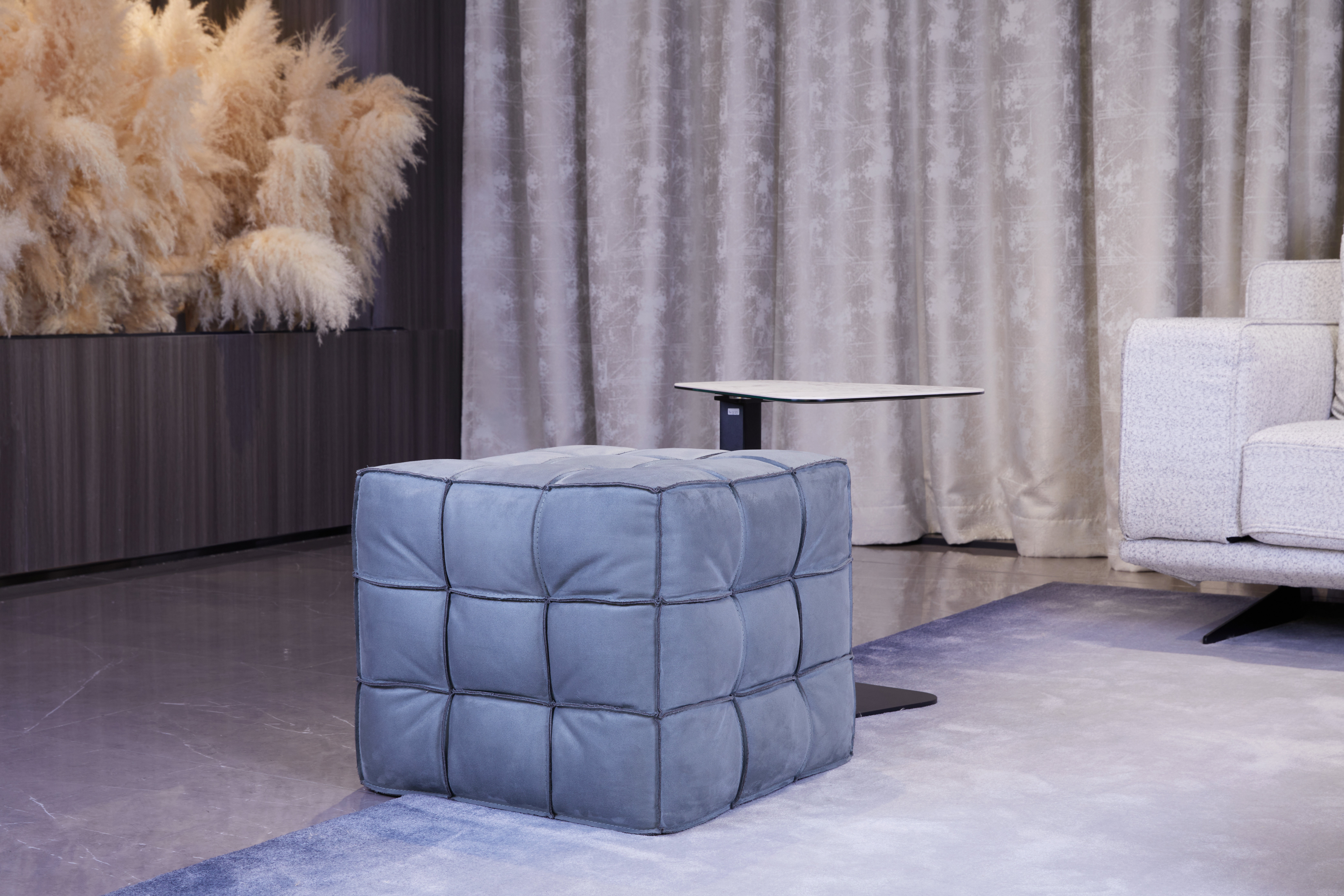 Latitude Run® Lamayah 17”High 20”square Blue Cube Ottman | Wayfair