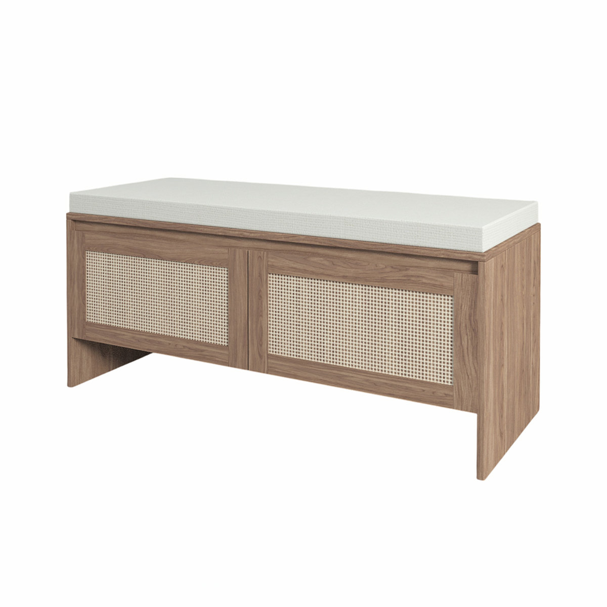 George Oliver PP Rattan Storage Bench with Cushion, Faux Rattan Shoe ...