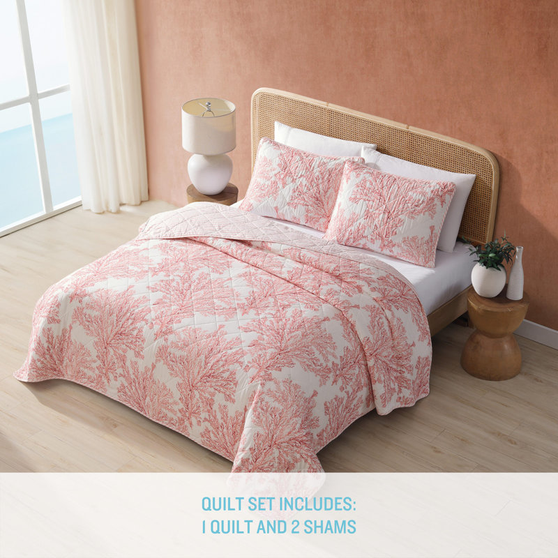 Tommy Bahama Home Tommy Bahama Coral Garden Cotton Reversible Quilt Set ...