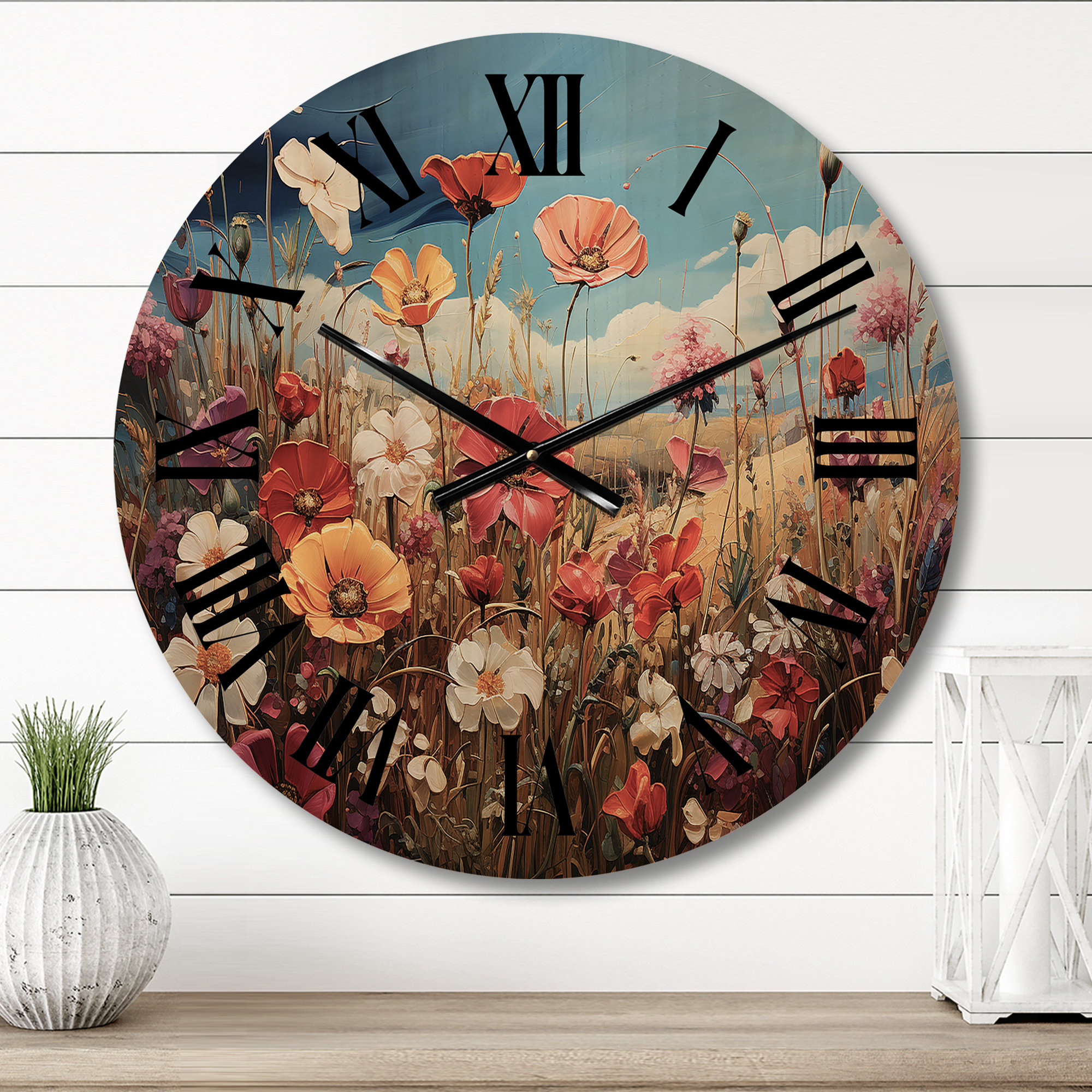 East Urban Home Wildflowers Symphony Field I - Floral Oversized Wood ...