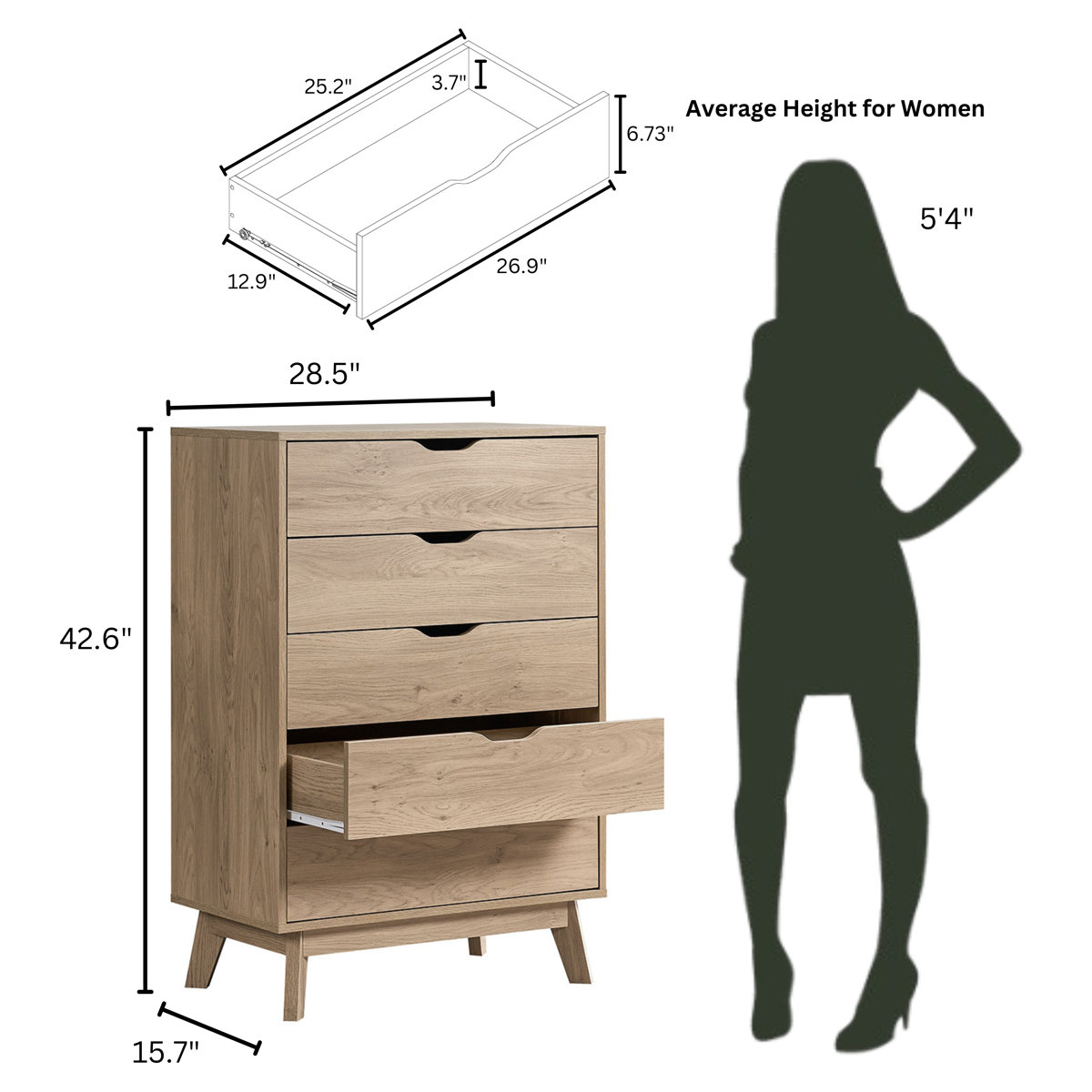 George Oliver Dowdel 5-Drawer Dresser with Interlock Drawer Safety ...