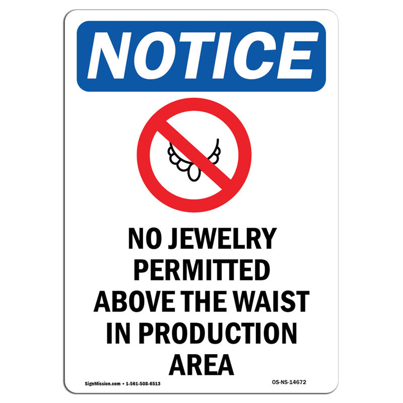 SignMission No Jewelry Permitted Sign | Wayfair