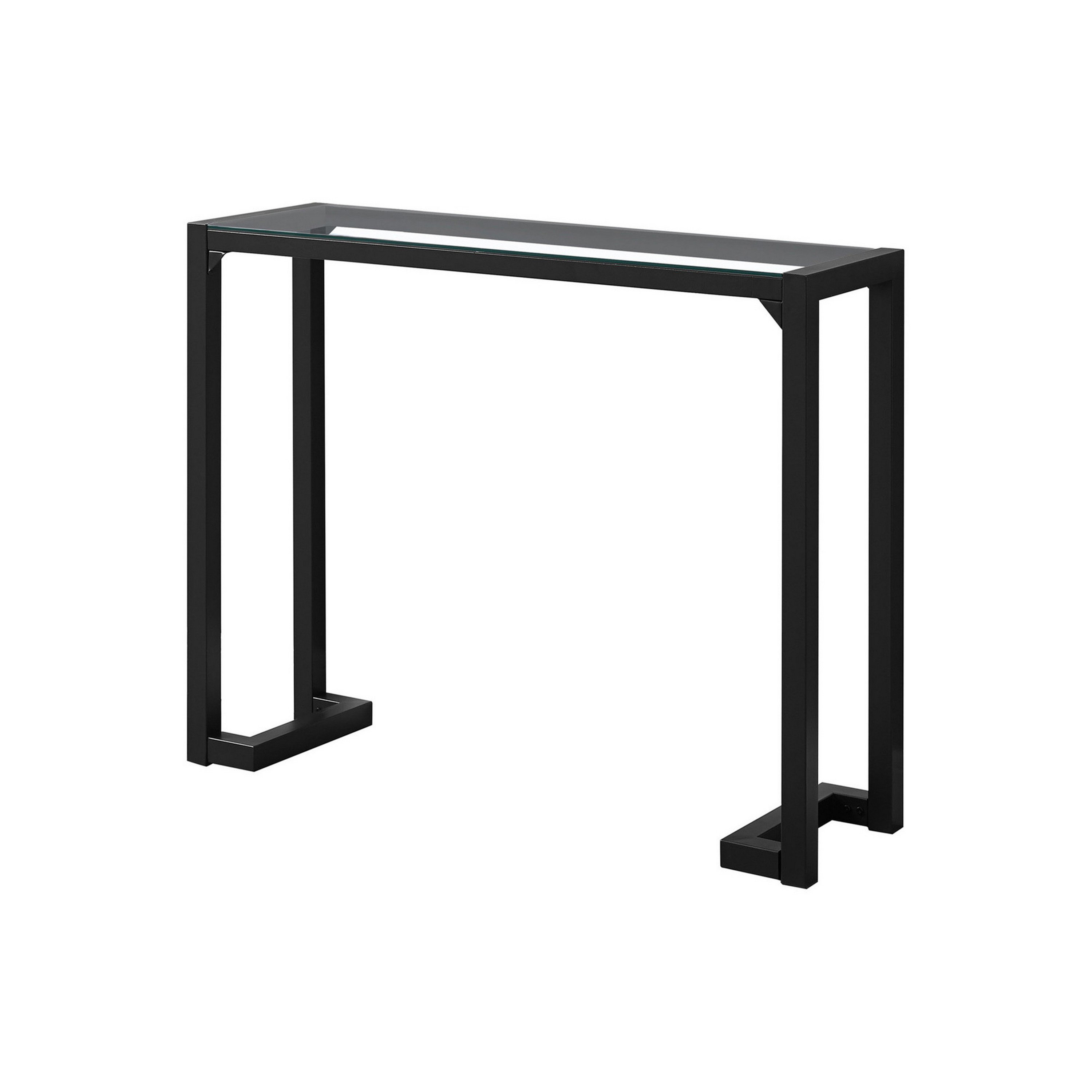 Benjara Accent Console Table, 42 Inch Rectangular Clear Glass Top ...