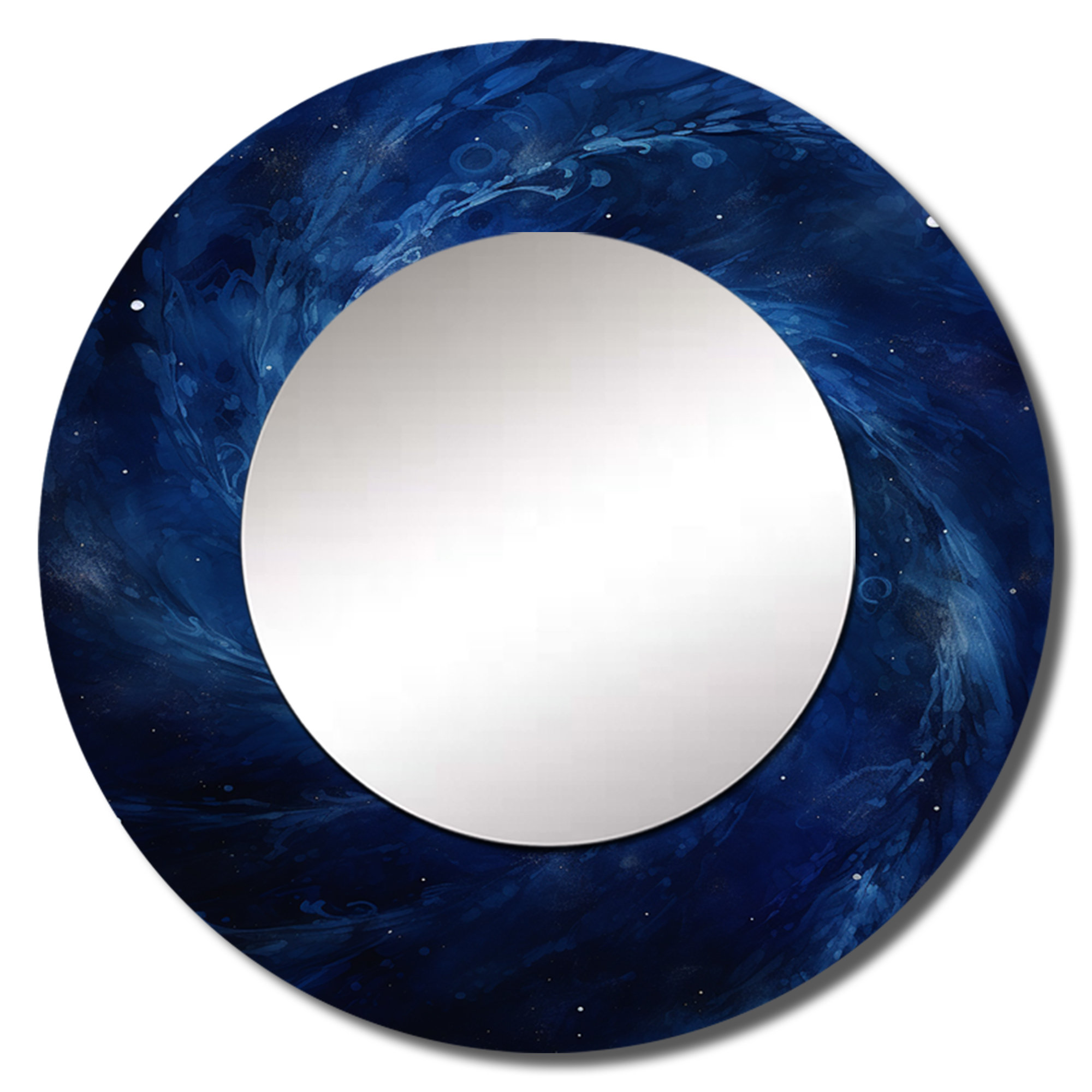 Design Art Blue Swirl Wave Spiral IV - Abstract Spirals Round Mirror ...