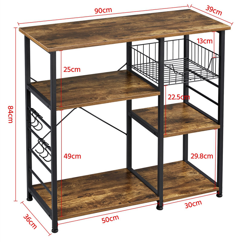 Yaheetech Kitchen Storage Rack Metal Frame Wood Look & Reviews ...