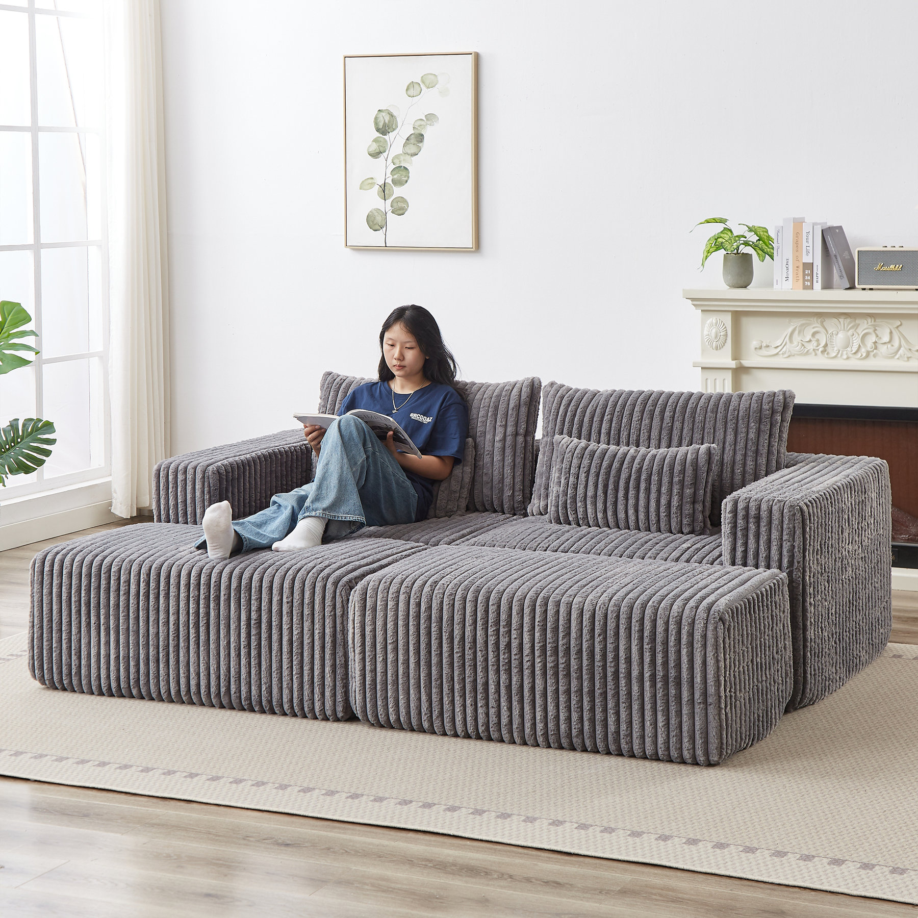Latitude Run® 87" Oversized Sectional Lounge Chaise,No Assembly ...