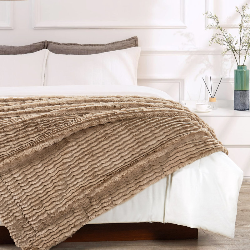 Home Soft Things Wave Pattern Faux Fur Throw Blanket & Reviews | Wayfair