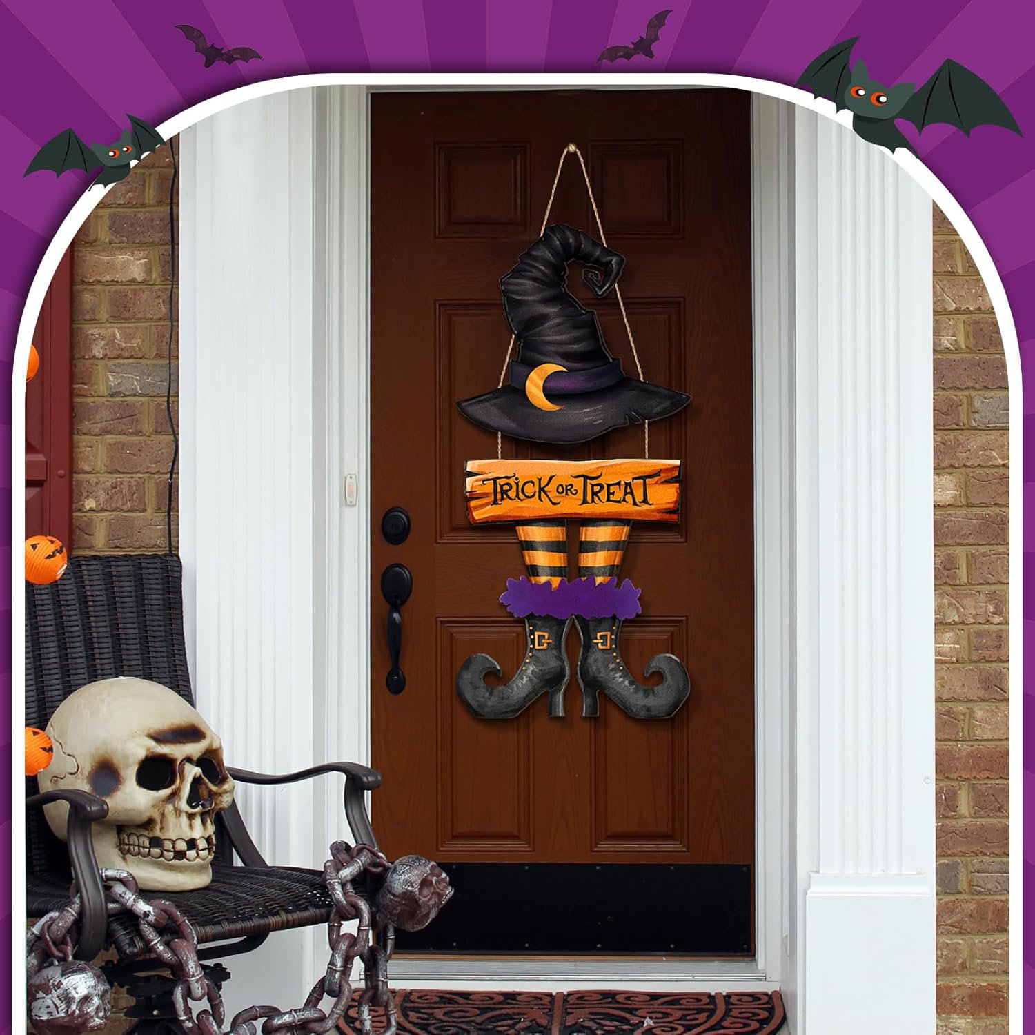 The Holiday Aisle® Halloween Door Sign Halloween Witch Door Decorations ...