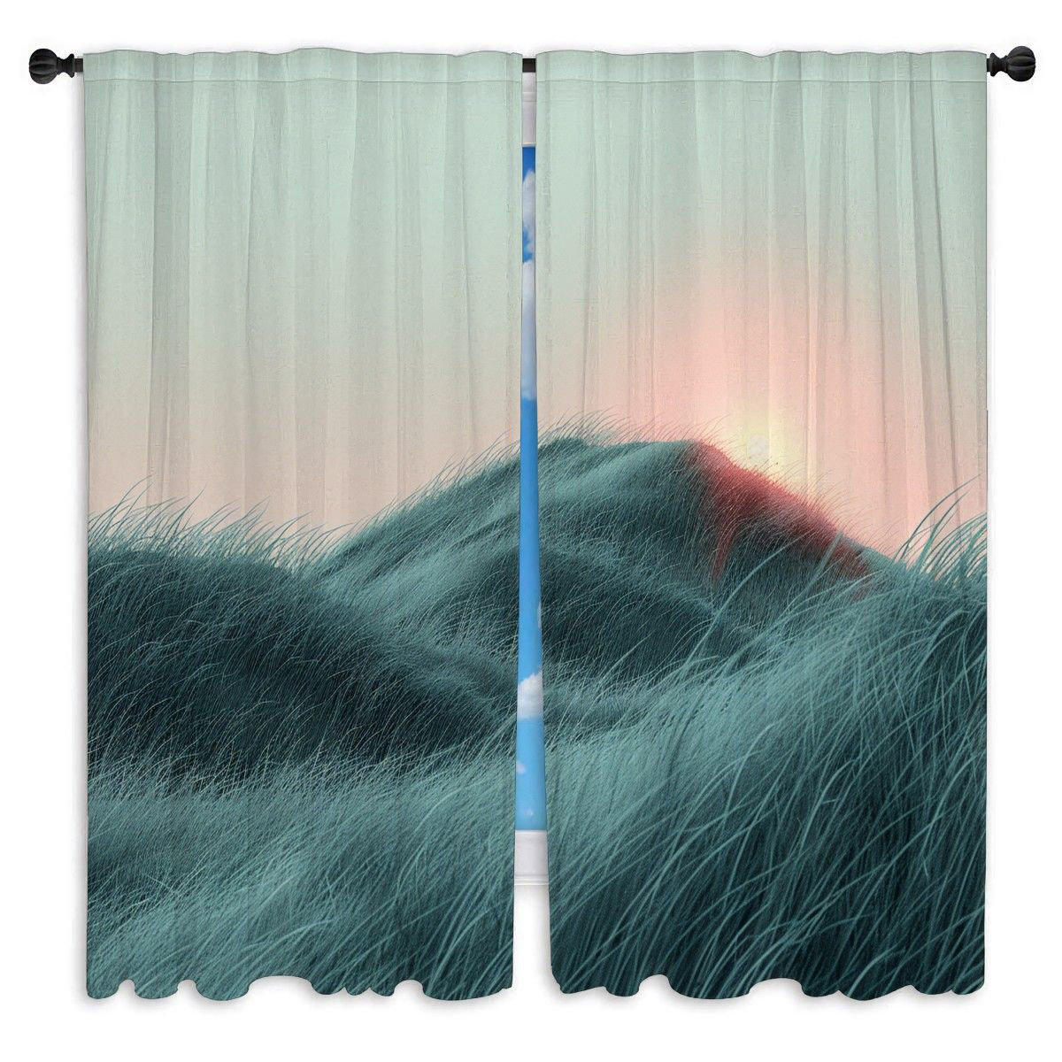 East Urban Home Grass Window Curtains Nature Tranquil Scene Drapes - 2 ...