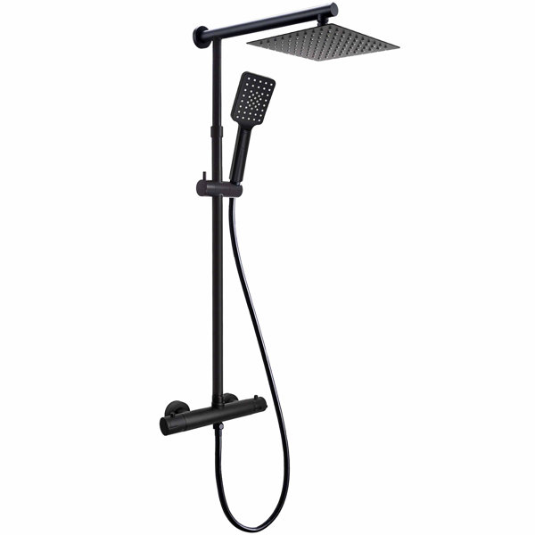 Belfry Bathroom Carswell Exposed Thermostatic Mixer Twin Shower Head ...