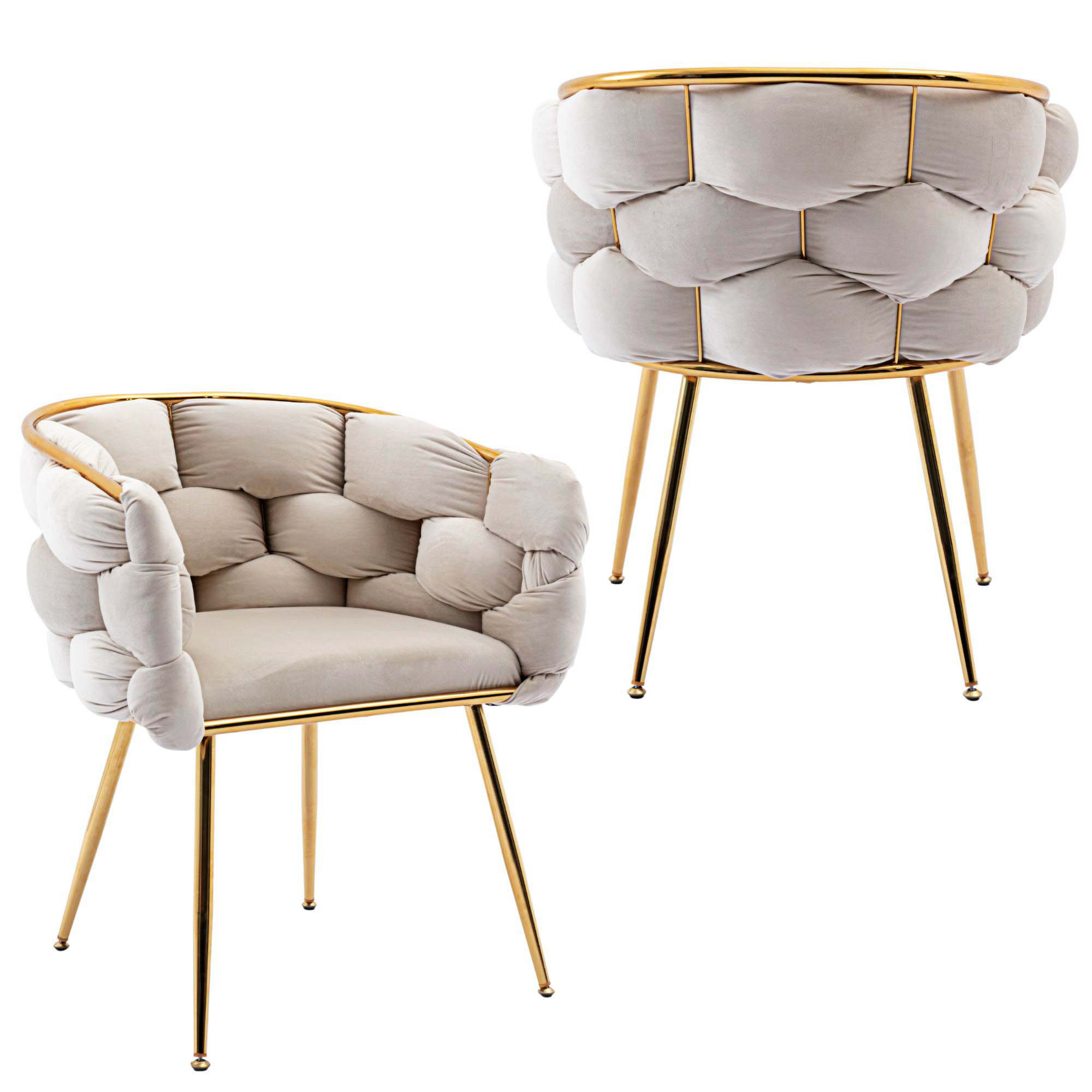 Everly Quinn Abb Tufted Velvet Metal Upholstered Back Arm Chair Dining ...