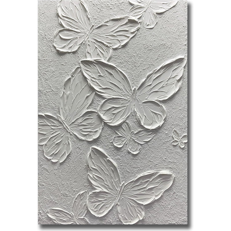 August Grove® " Textured Butterfly Canvas Wall Art " Painting Print ...