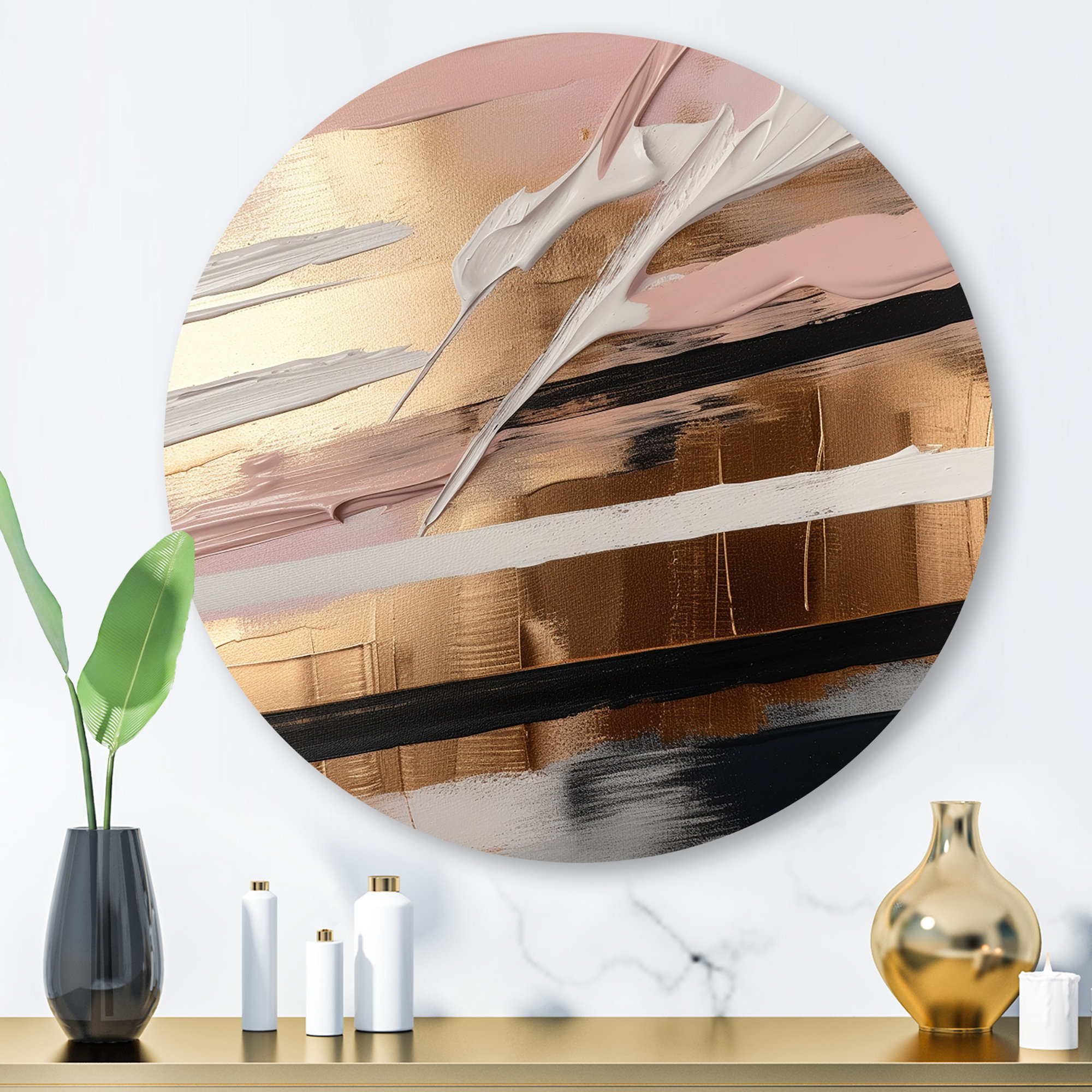 Mercer41 Dulzaides Gold And Pink Forms In Contemporary I - Abstract ...