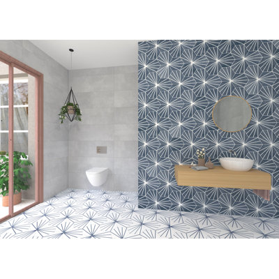 Industry Tile Sun Stripe Hexagon Dark Gray | Wayfair