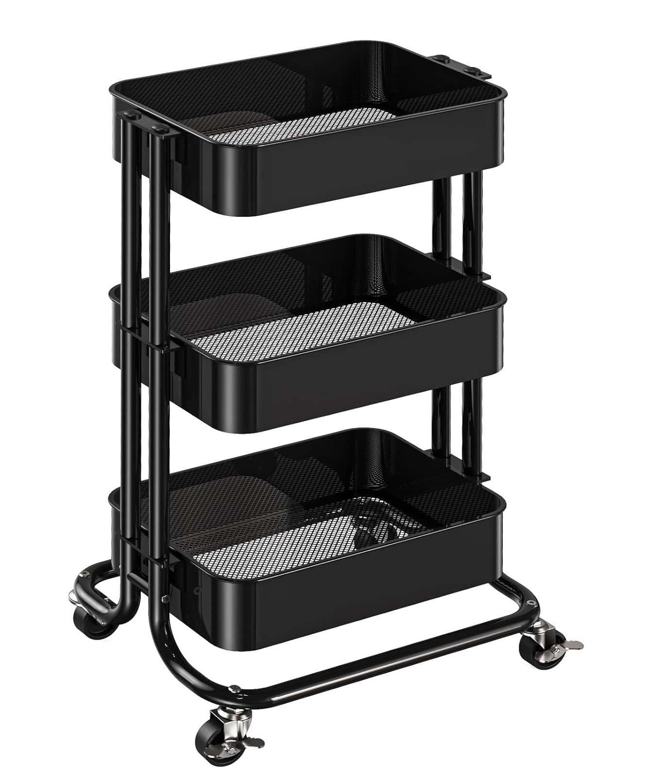 Granij 3 Tier Metal Rolling Utility Cart, Multifunctional Mesh ...