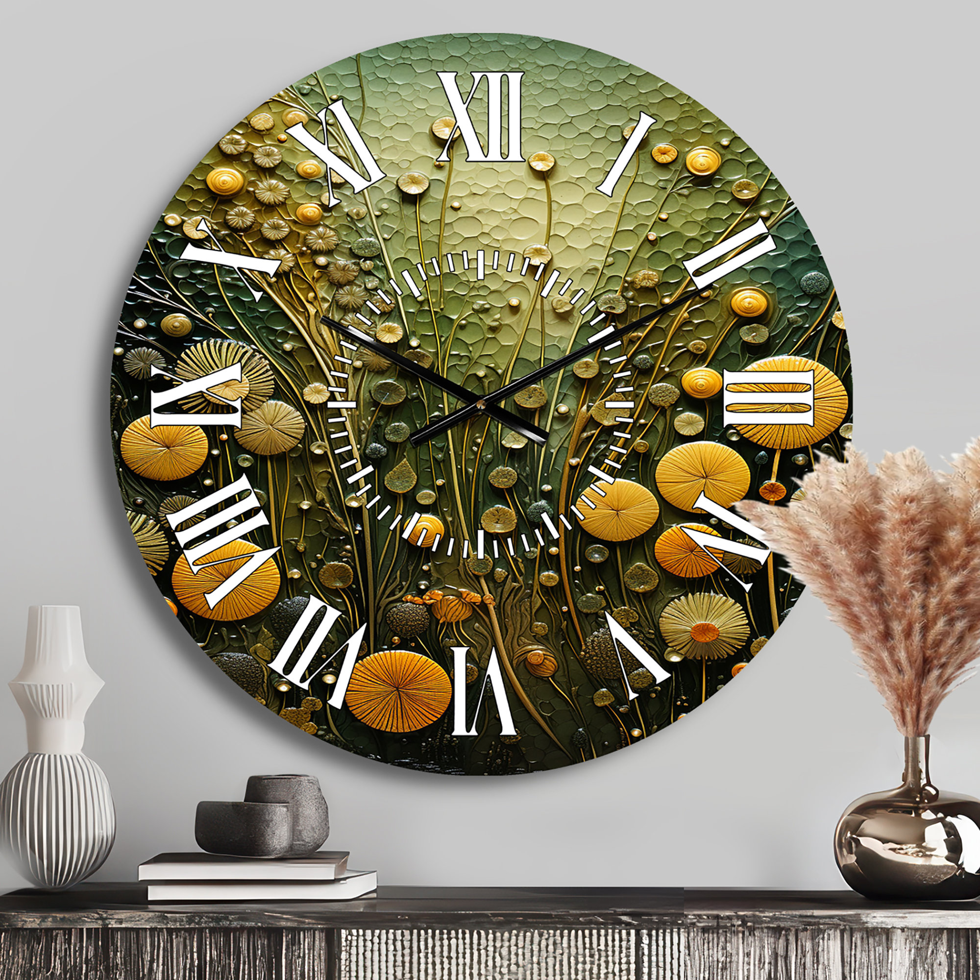 Astoria Grand Green Abstract Botanical Plants 2 - Tachisme Face Wall ...