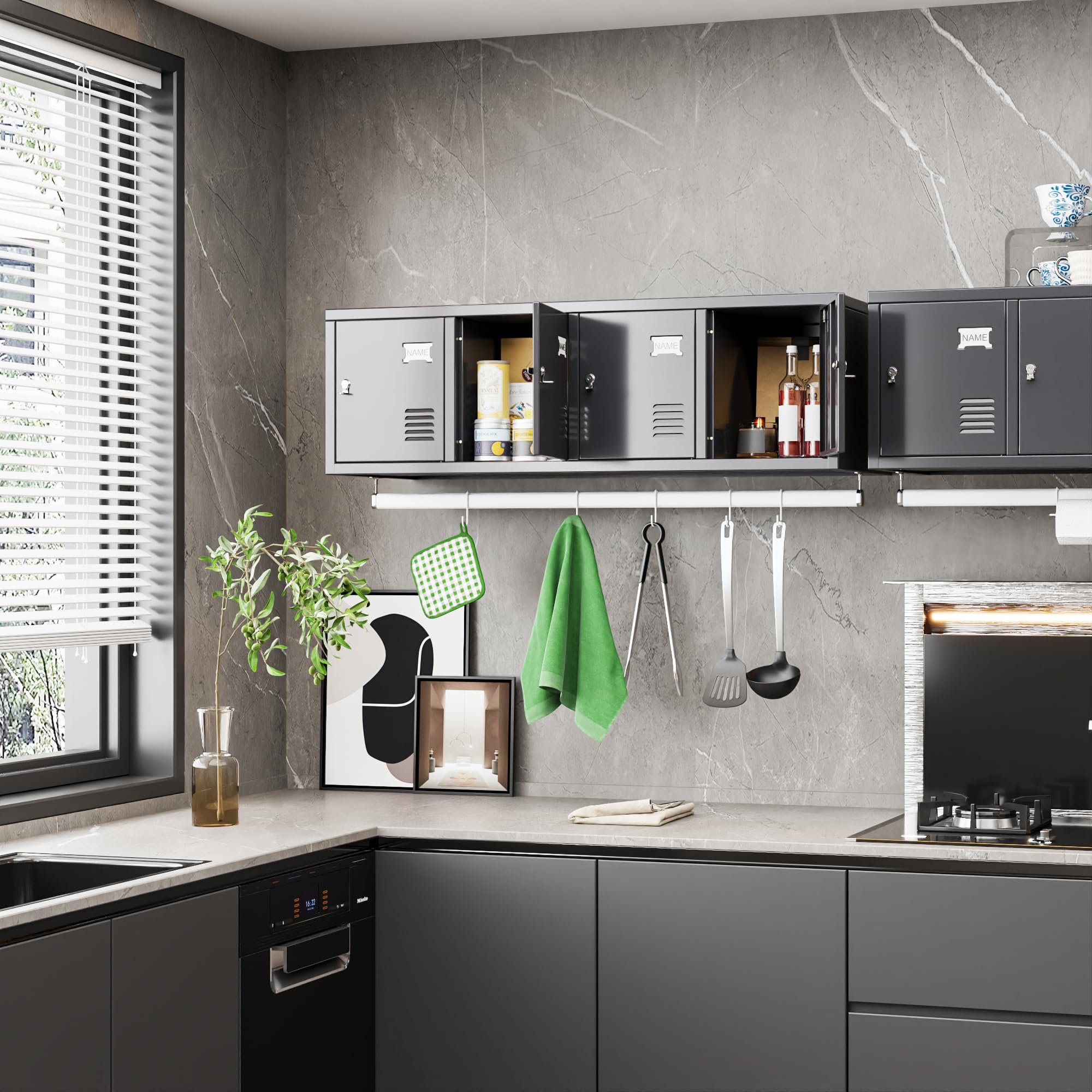 17 Stories Metal Storage Lockers With 4 Doors, Wall-mounted Locker For ...