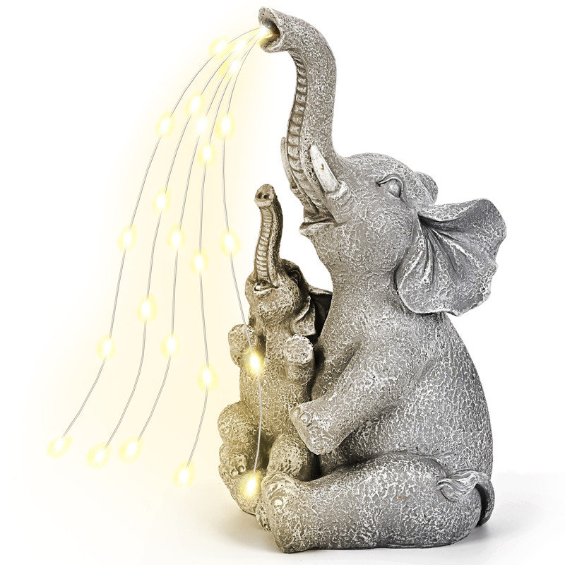 Arlmont & Co. Solar Mother and Child Elephants Statue for Gifts ...