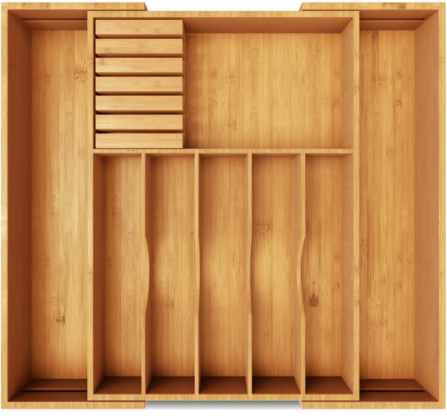 Prep & Savour Bamboo Drawers Organizer Tray,Expandable Kitchen Drawer ...