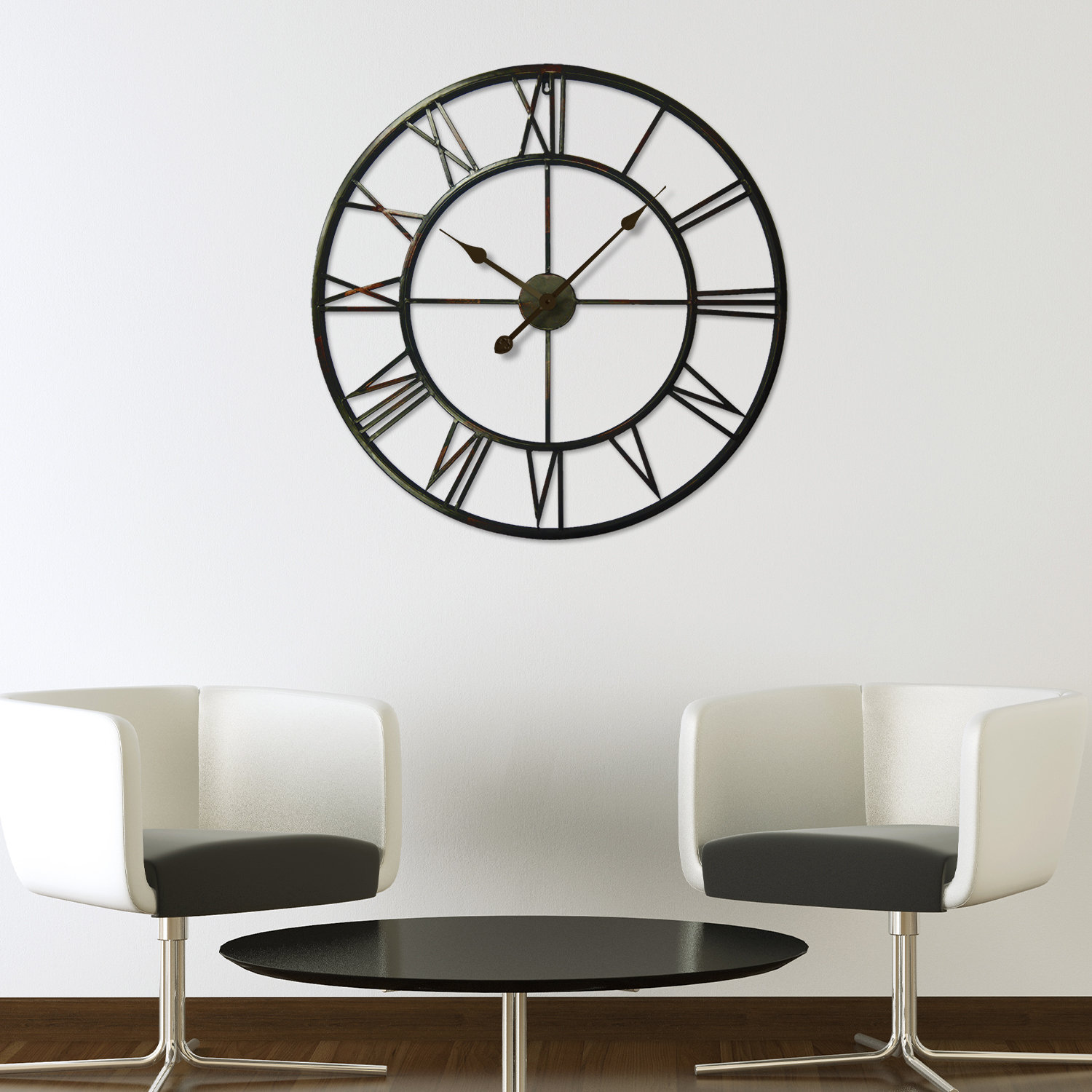 17 Stories Balliol Oversize Iron Wall Clock - Large 76 cm / 30 in ...