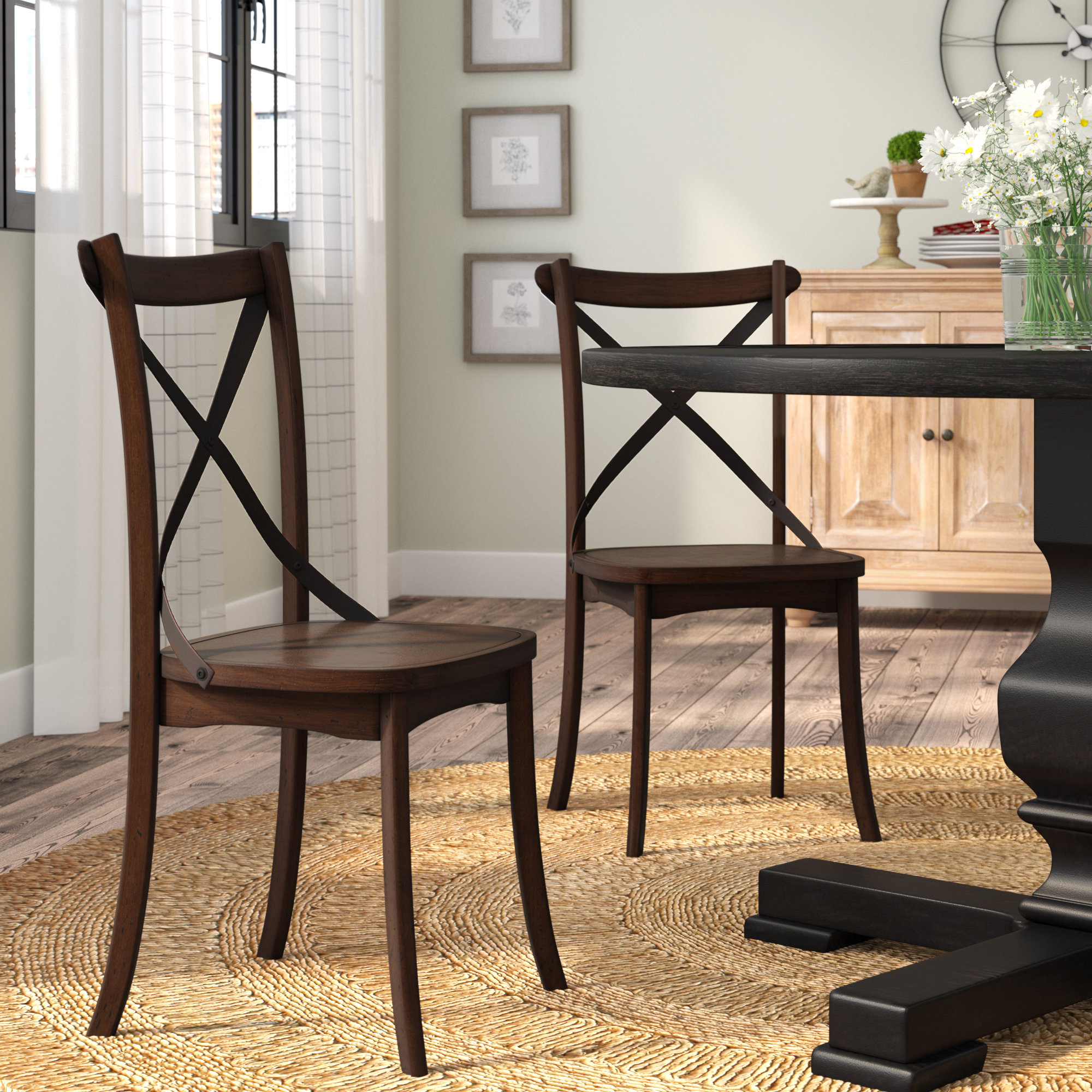 Rosalind Wheeler Cramlington Wood and Steel X-Back Side Chair & Reviews ...