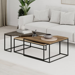 17 Stories Guelph 3-Piece Nesting Coffee Table Set Stylish & Space ...