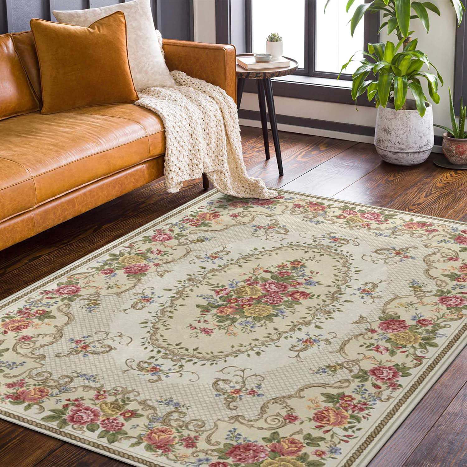 Canora Grey Rustic Shabby Rose Area Rugs 5' X 7', Vintage Floral Rug ...