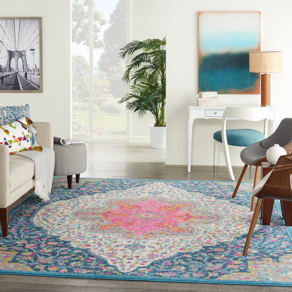 Langley Street® Verda Oriental Blue/Pink Area Rug & Reviews | Wayfair