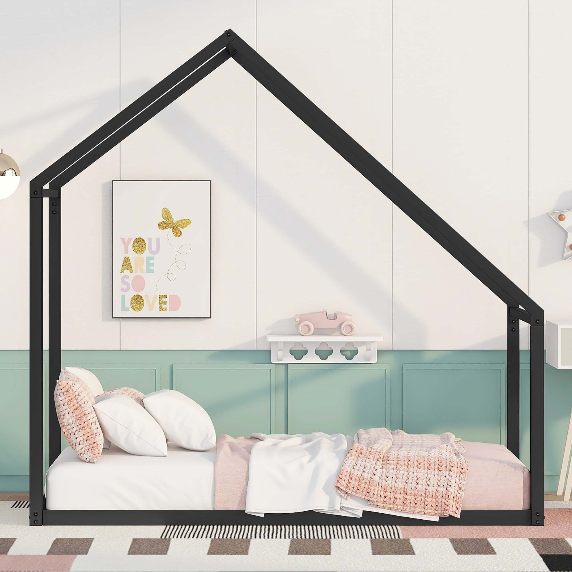 Isabelle & Max™ Metal House Bed Kids Bed Without Slat | Wayfair