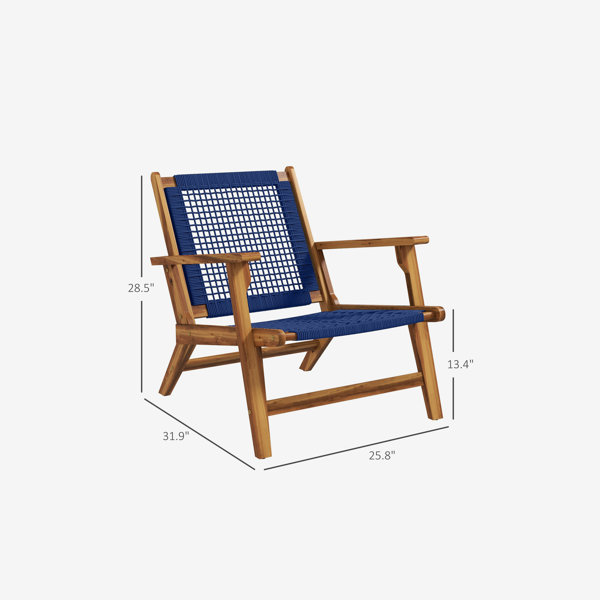 Lark Manor™ Outsunny Patio Acacia Wood Adirondack Chair, Modern Wood ...