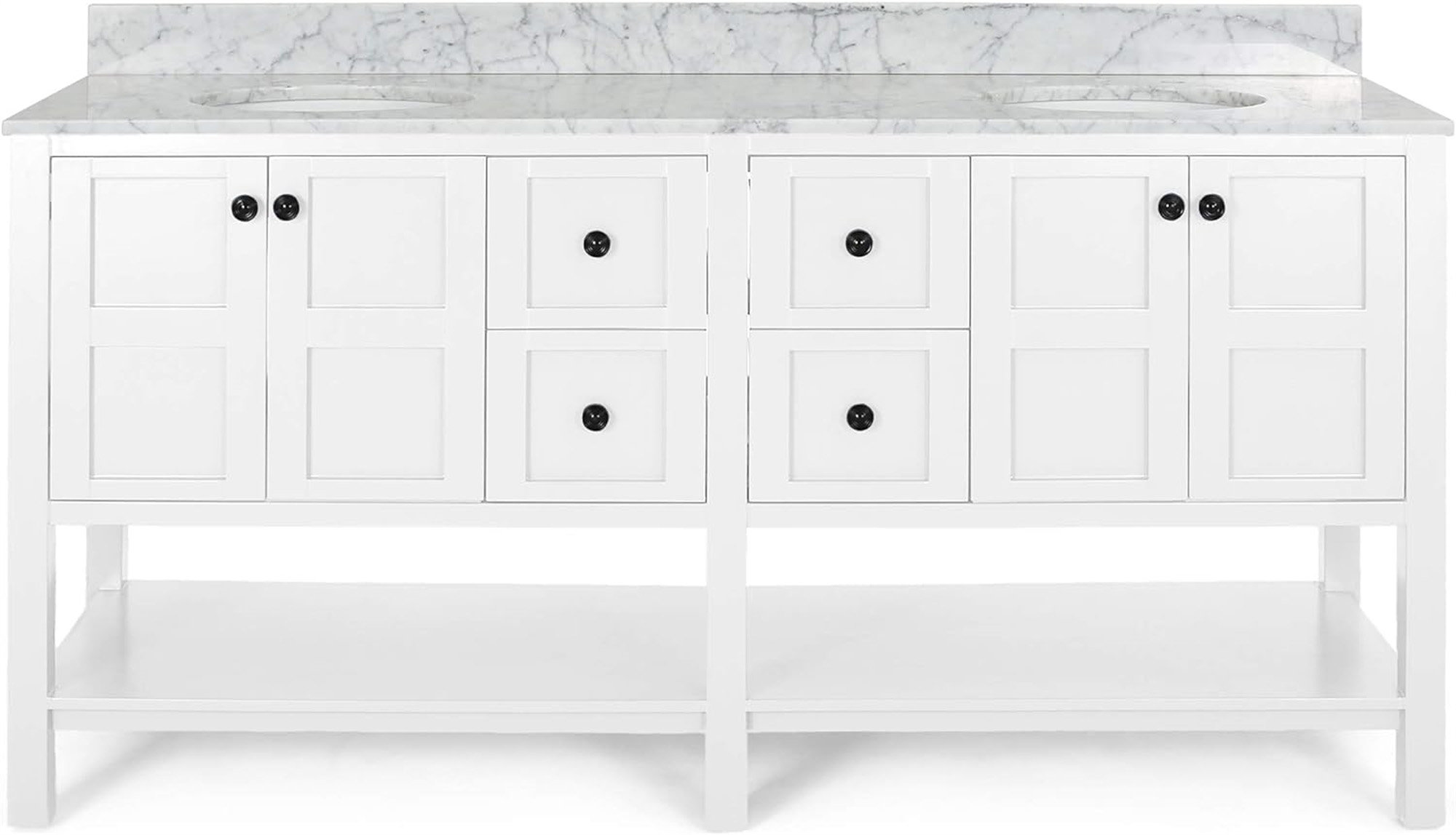 Tryimagine 73'' Bathroom Vanity With Marble Top & Double Ceramic Sinks ...