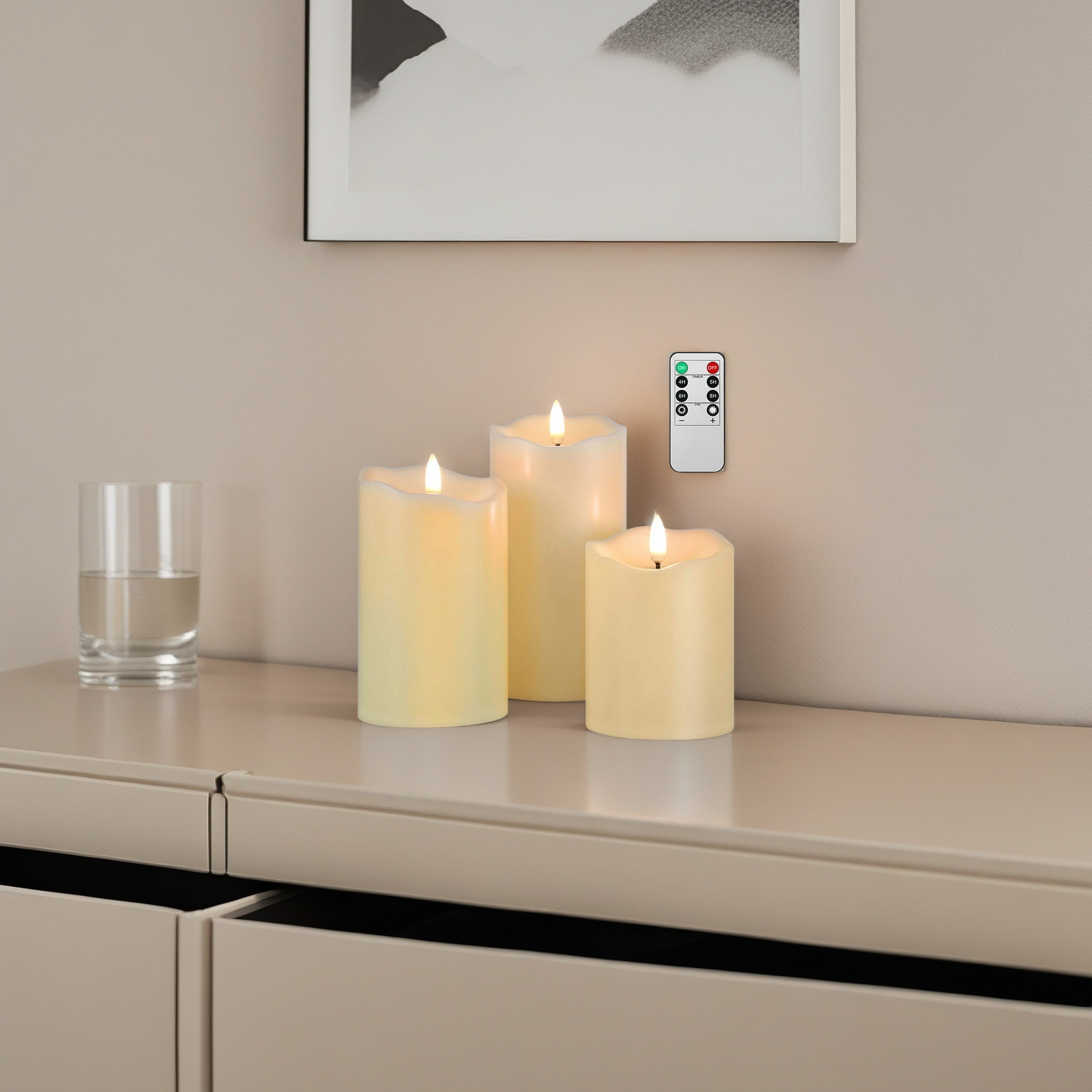 Symple Stuff Set Of 3 Led Battery Operated Candles With Remote And ...