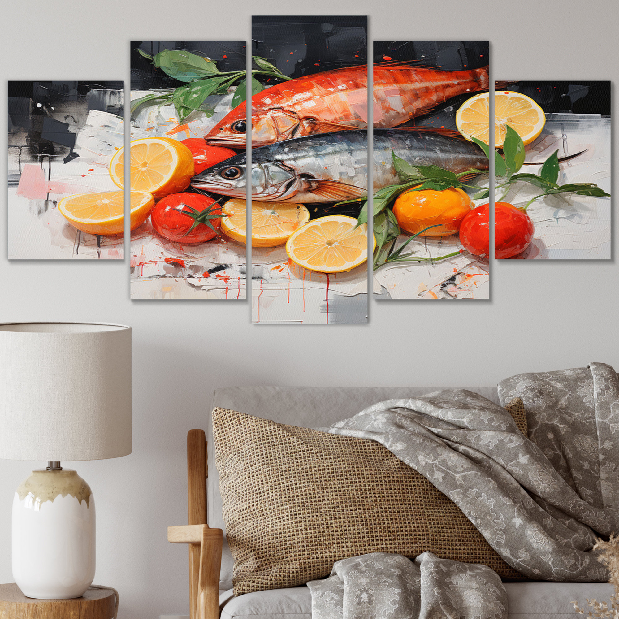 Design Art Seafood Cuisine II - Seafood Wall Decor - 5 Panels | Wayfair
