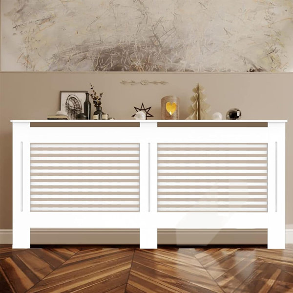 LUVODI 39" Tall Horizontal Slats Radiator Cover Wood Cabinet Modern ...