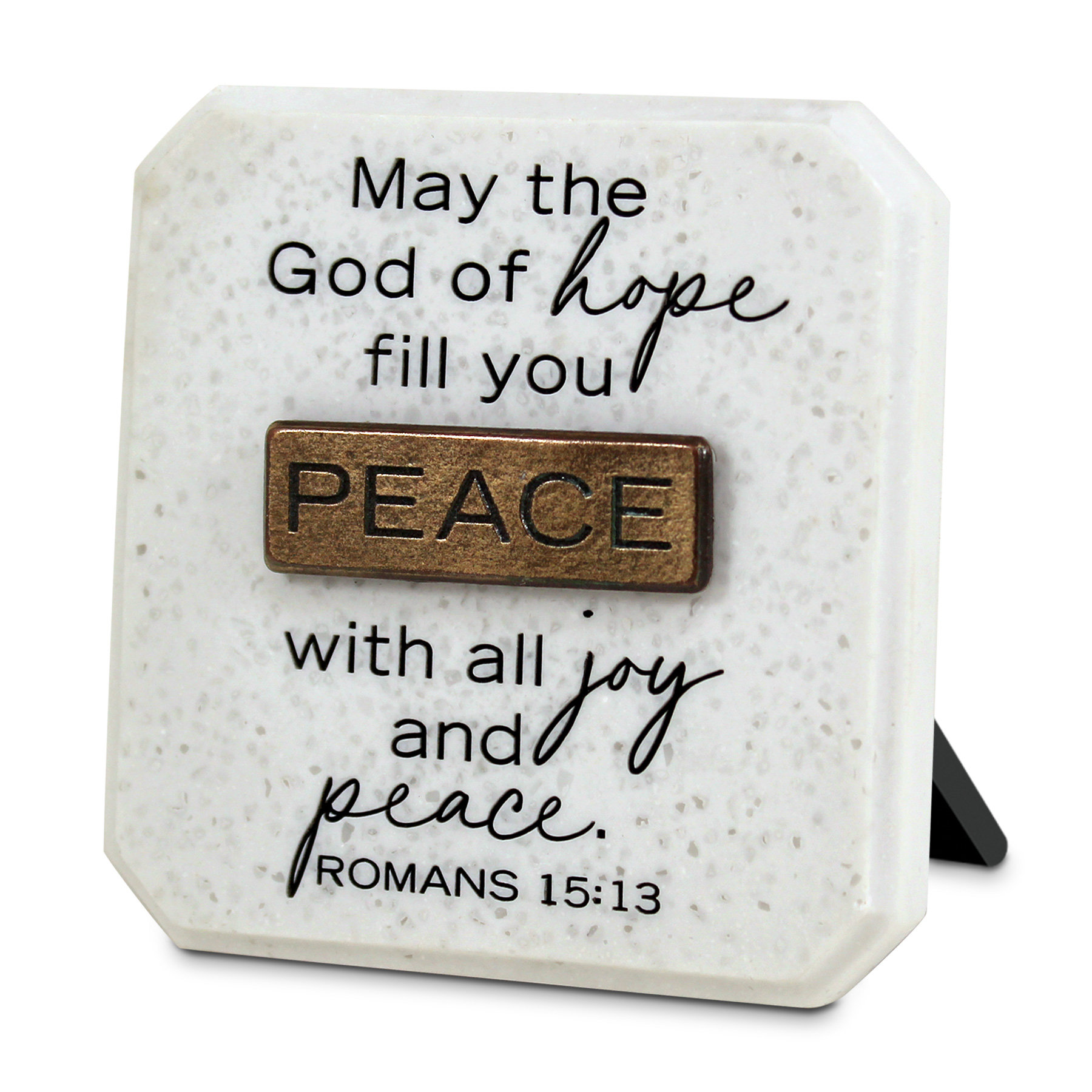 Trinx Tabletop Plaque Peace Copper-Accent Cast Stone | Wayfair