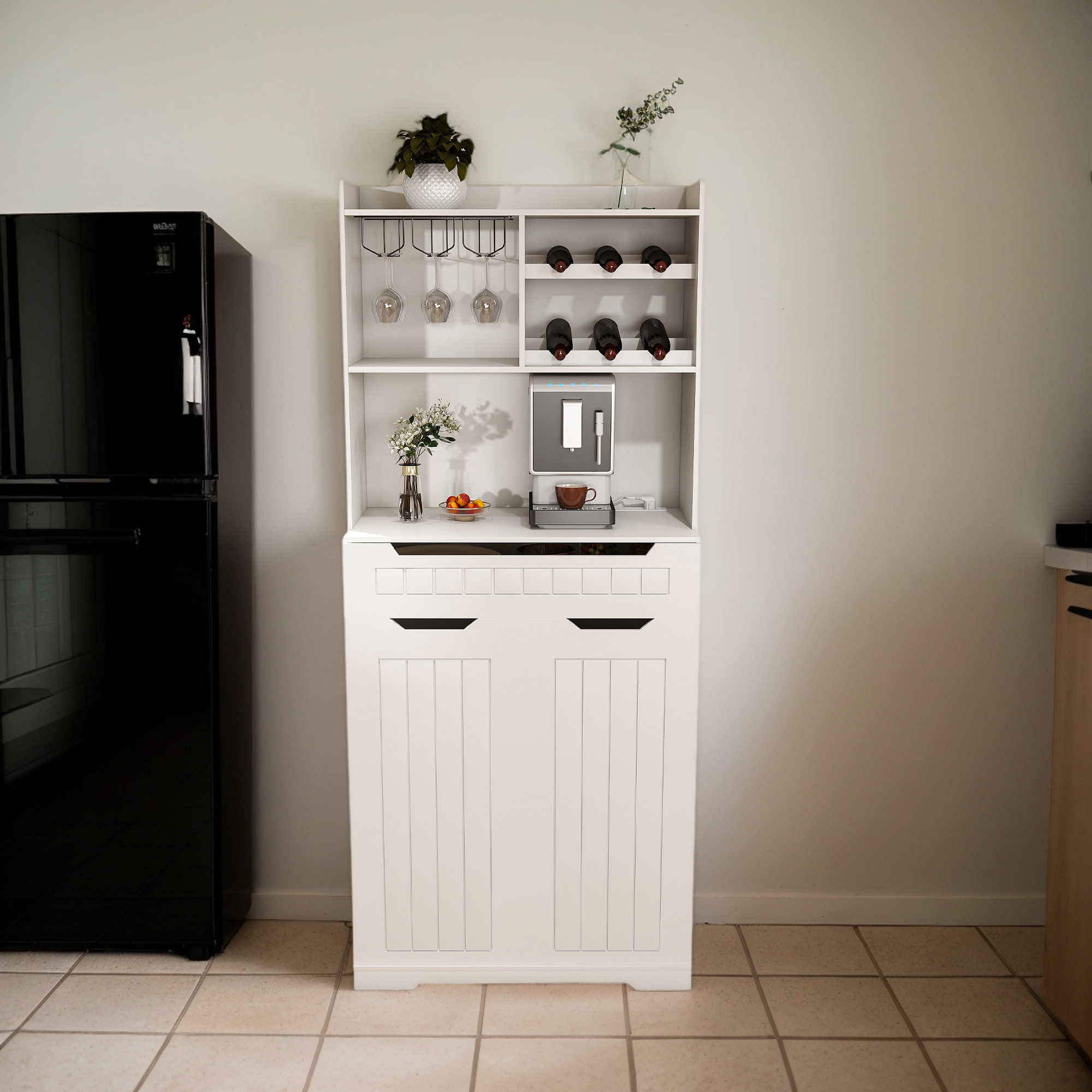 Lark Manor™ White Sideboard Pantry Cabinet Coffee Bar Station with ...