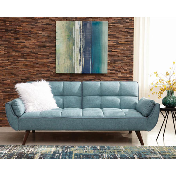 Corrigan Studio® Sofa Bed With Biscuit Tufted In Turquoise Blue And ...
