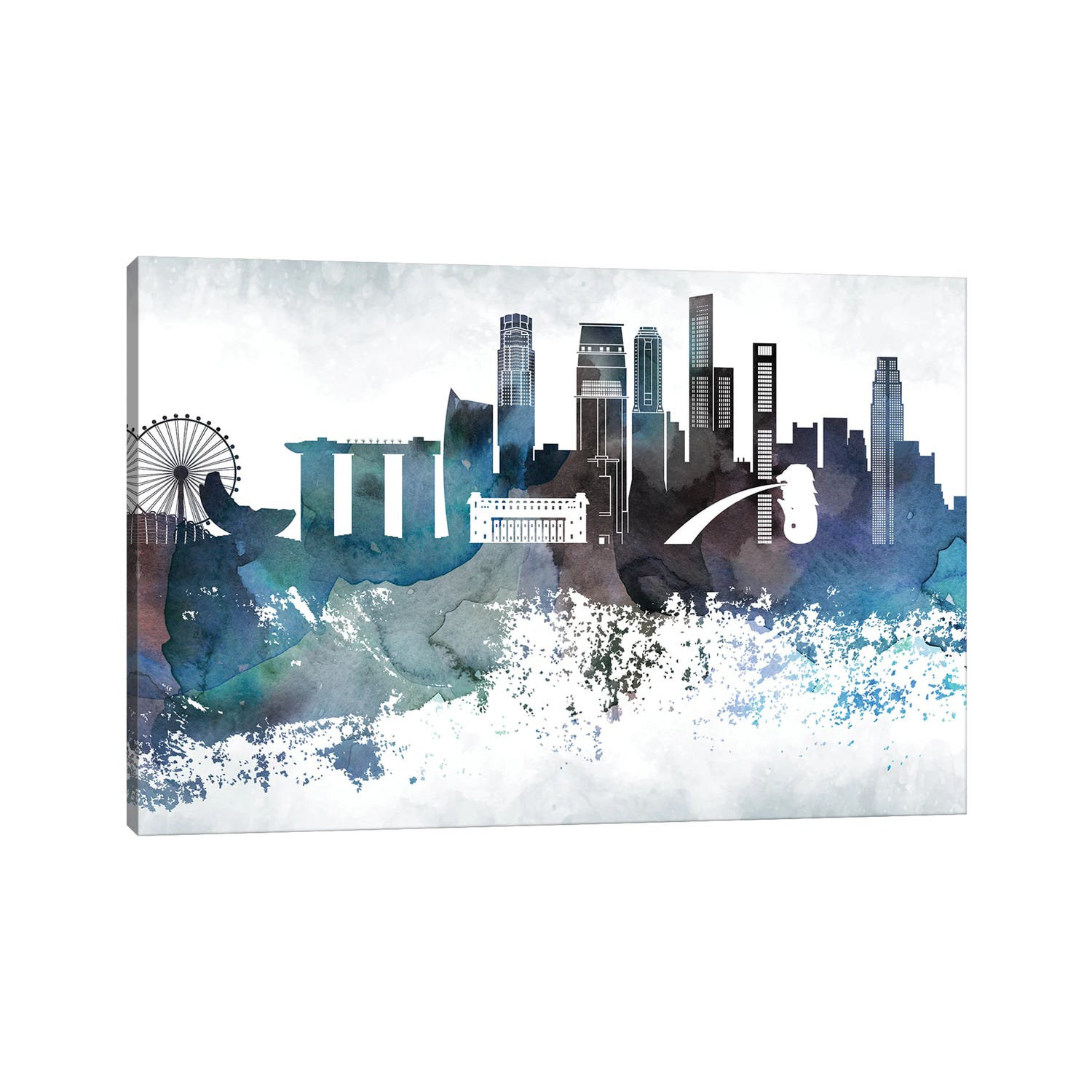 ModernMoments Singapore Bluish Skylines by WallDecorAddict - Wrapped ...