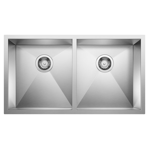 Blanco Quatrus R0 32" 50/50 Double Bowl Undermount Stainless Steel ...