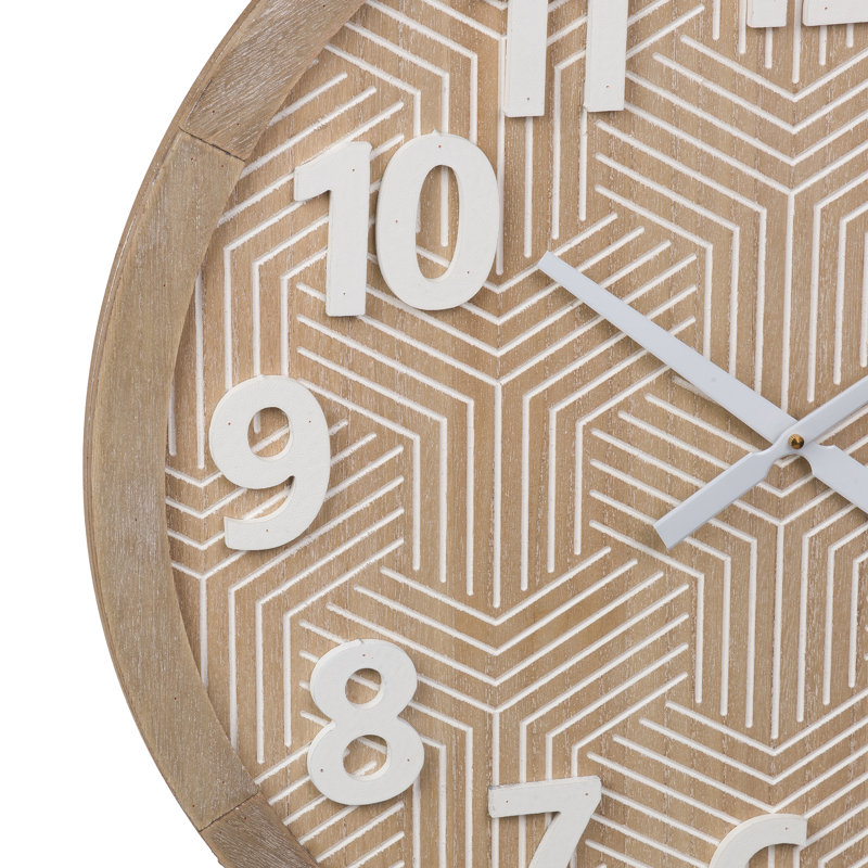 Corrigan Studio® Dahlia Round Wood Modern Farmhouse Style Wall Clock ...