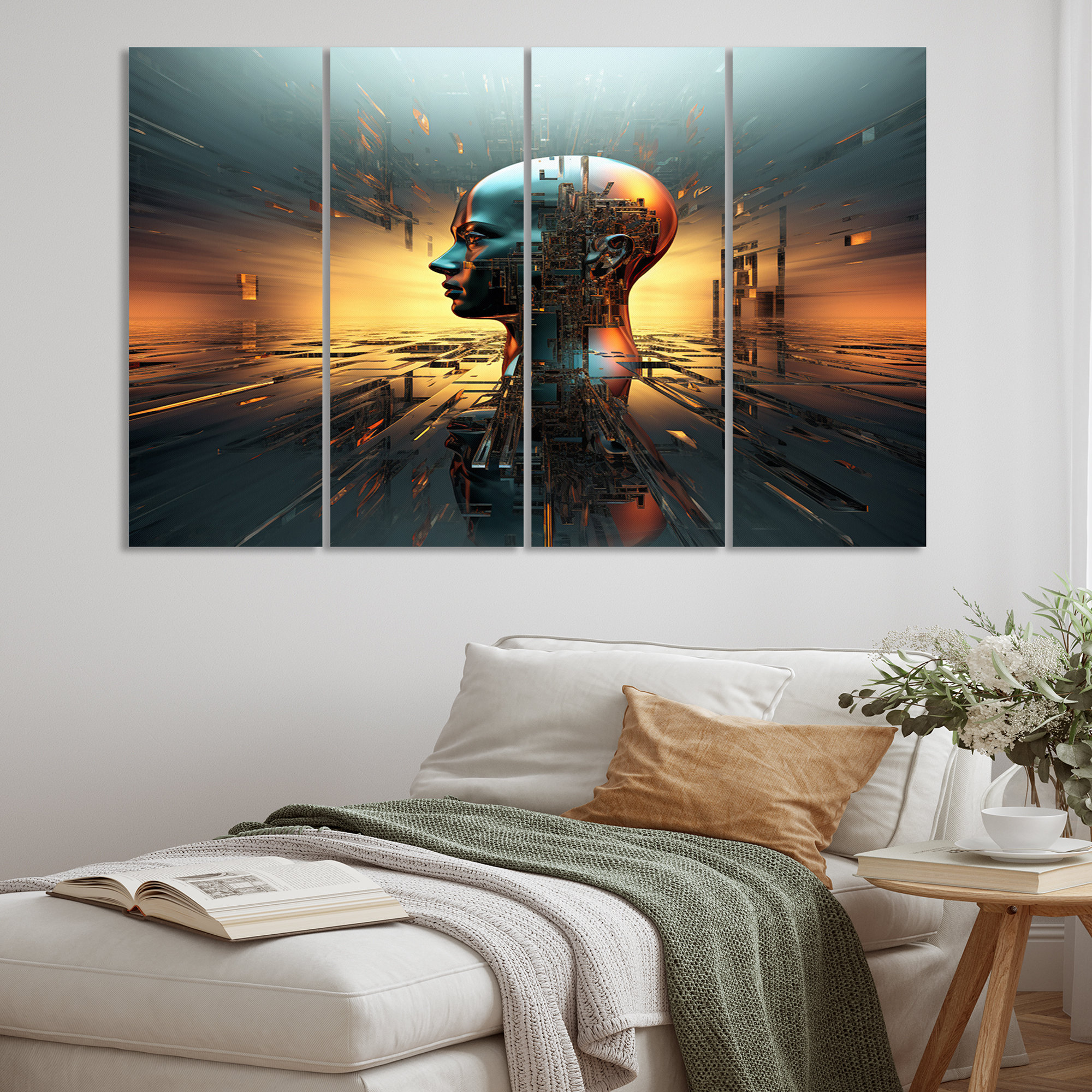 Wrought Studio AI Robot Dreams Of Singularity - Robot Canvas Wall Art ...