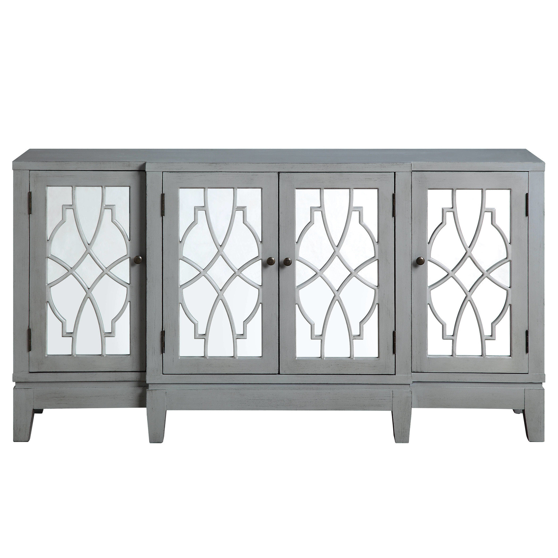 SnugglySolace Antique Gray Console With 4 Door Storage Cabinet And ...